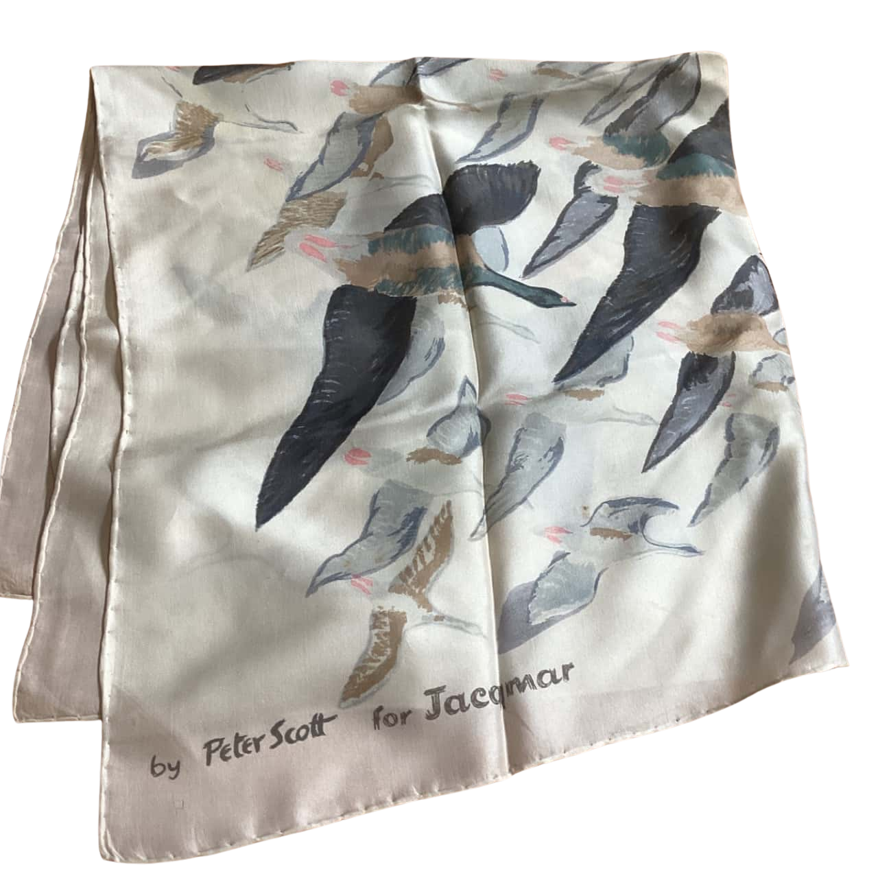 Peter Scott for Jacamar Womens Cream scarf bird(s)