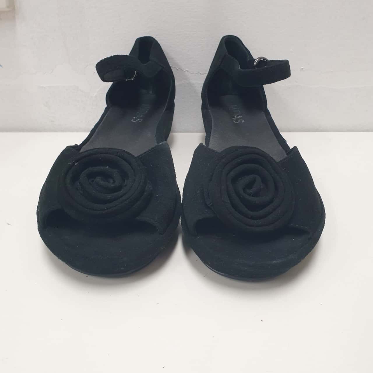 Midas Womens Size 40 Jenina Suede Leather Wedges Black (As New)(s)