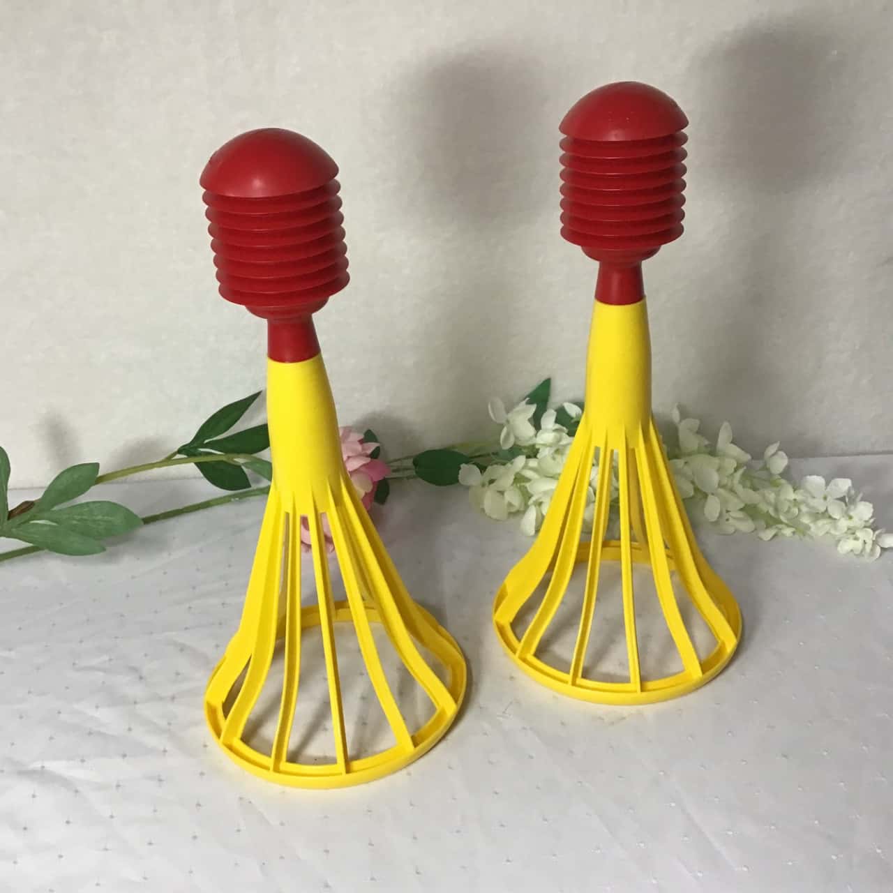 Vintage Tupperware Pair of Yellow / Red Pop-a-lot Toy Ball Poppers (no ...