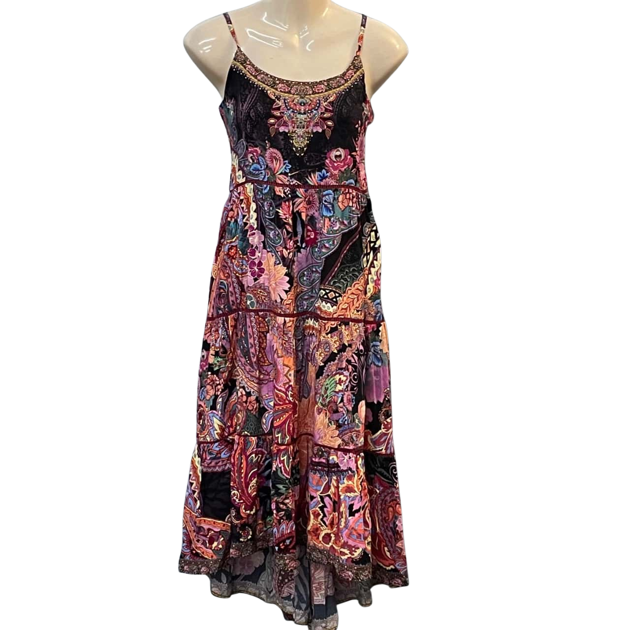 Camilla Womens Size 12 Midi/Shoestring Strap Dress Floral/Multicoloured(s)