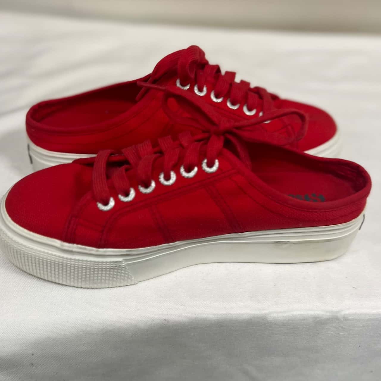 Superga red lace ups Size 8(s)