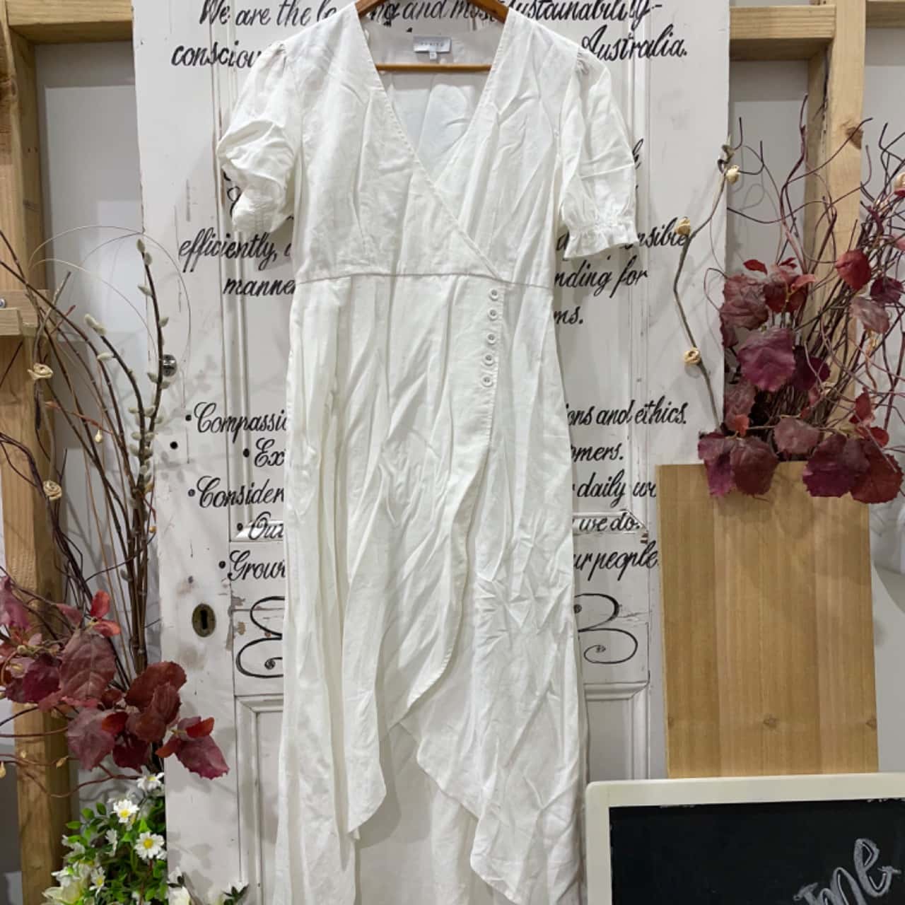 CLEARANCE ITEM!! 55% LINEN!! TOKITO BRAND!! Womens Size 12 MIDI DRESS ...