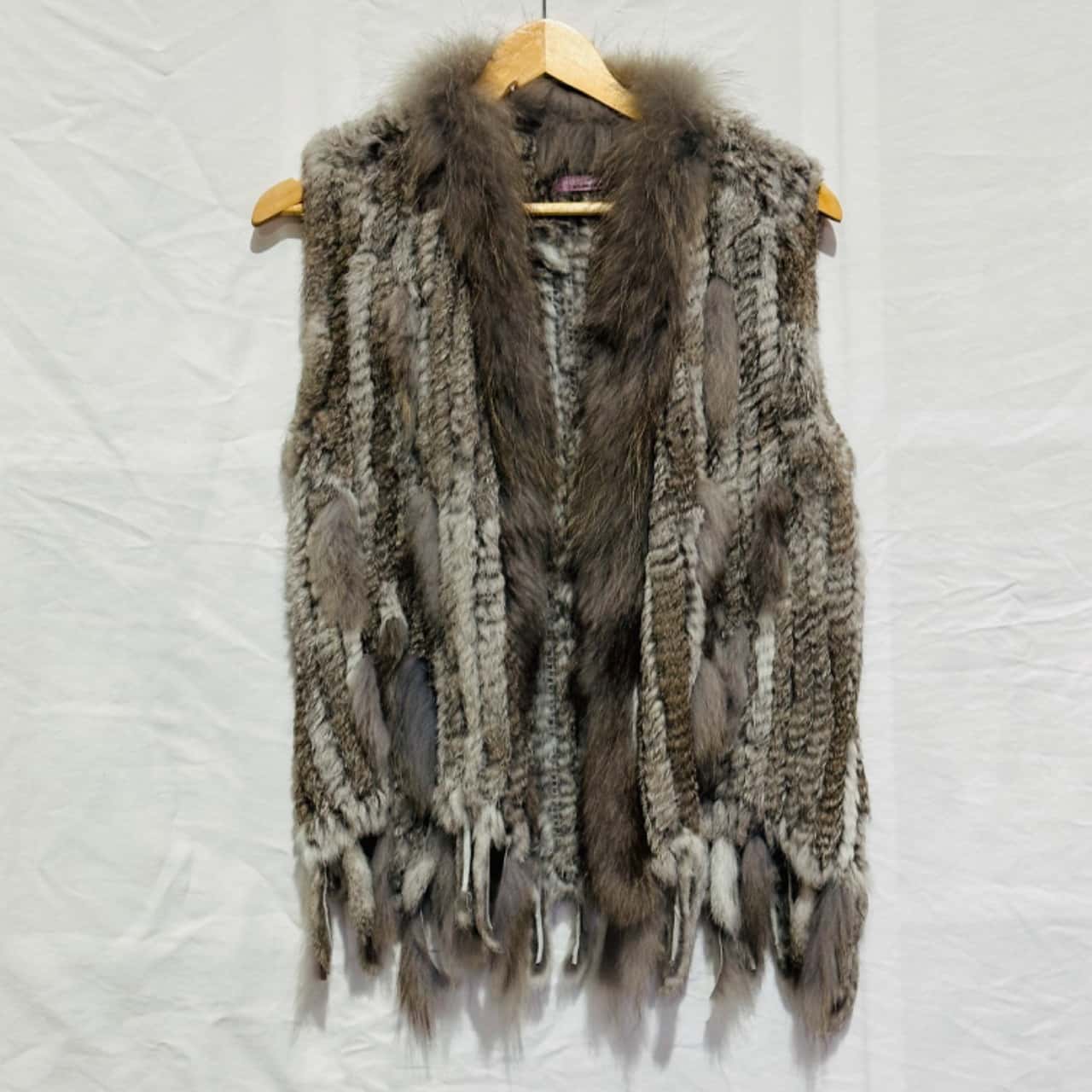 HOT LIMITS Genuine Rabbit and Racoon Fur Vest Grey (s) - Used As New ...