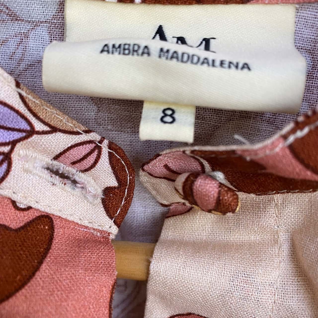 Ambra Maddalena Womens Size 8 Maxi Dress Brown / Floral / Pink