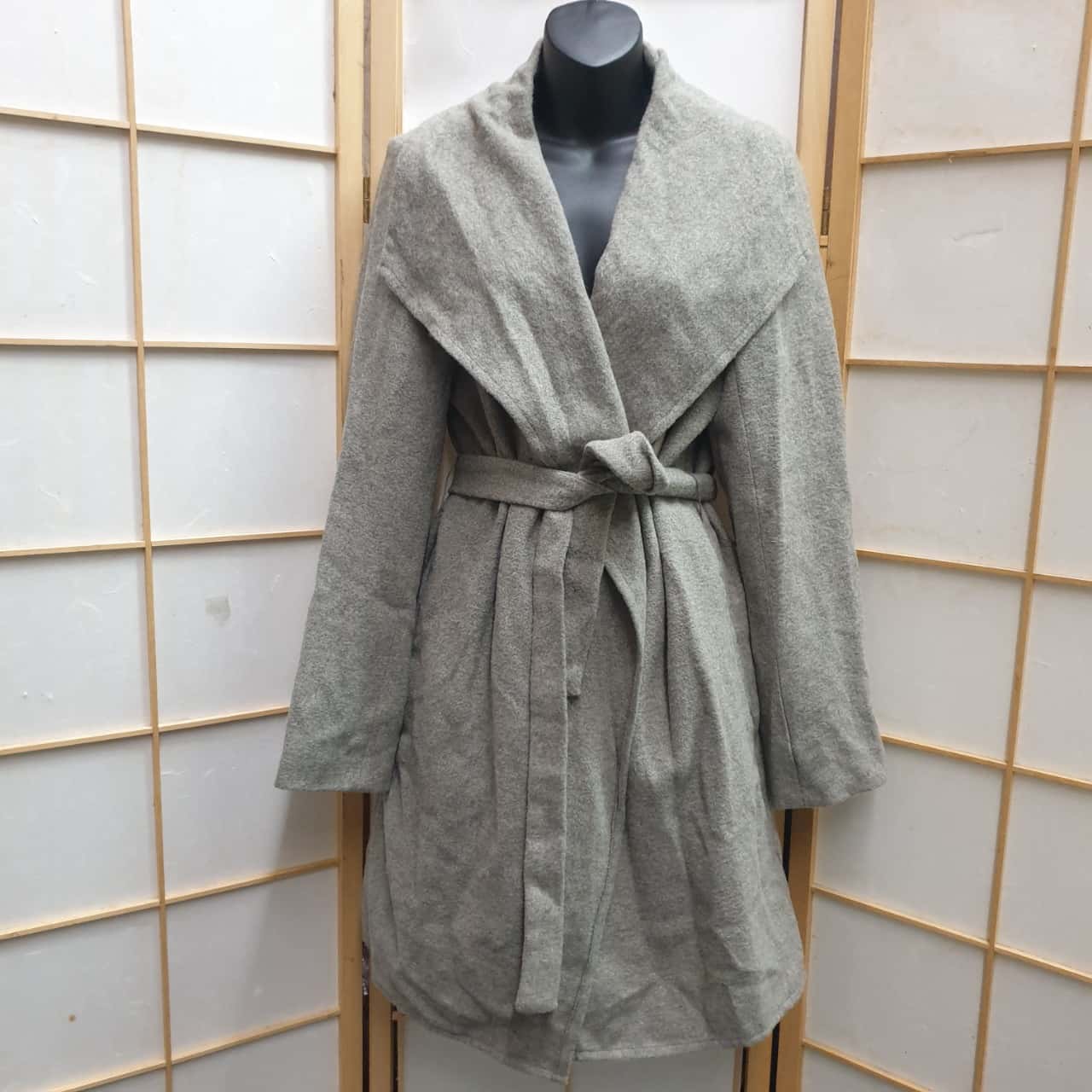New With Tags KHOKO Collection Size 12 Grey Wool Blend Coat With Self ...
