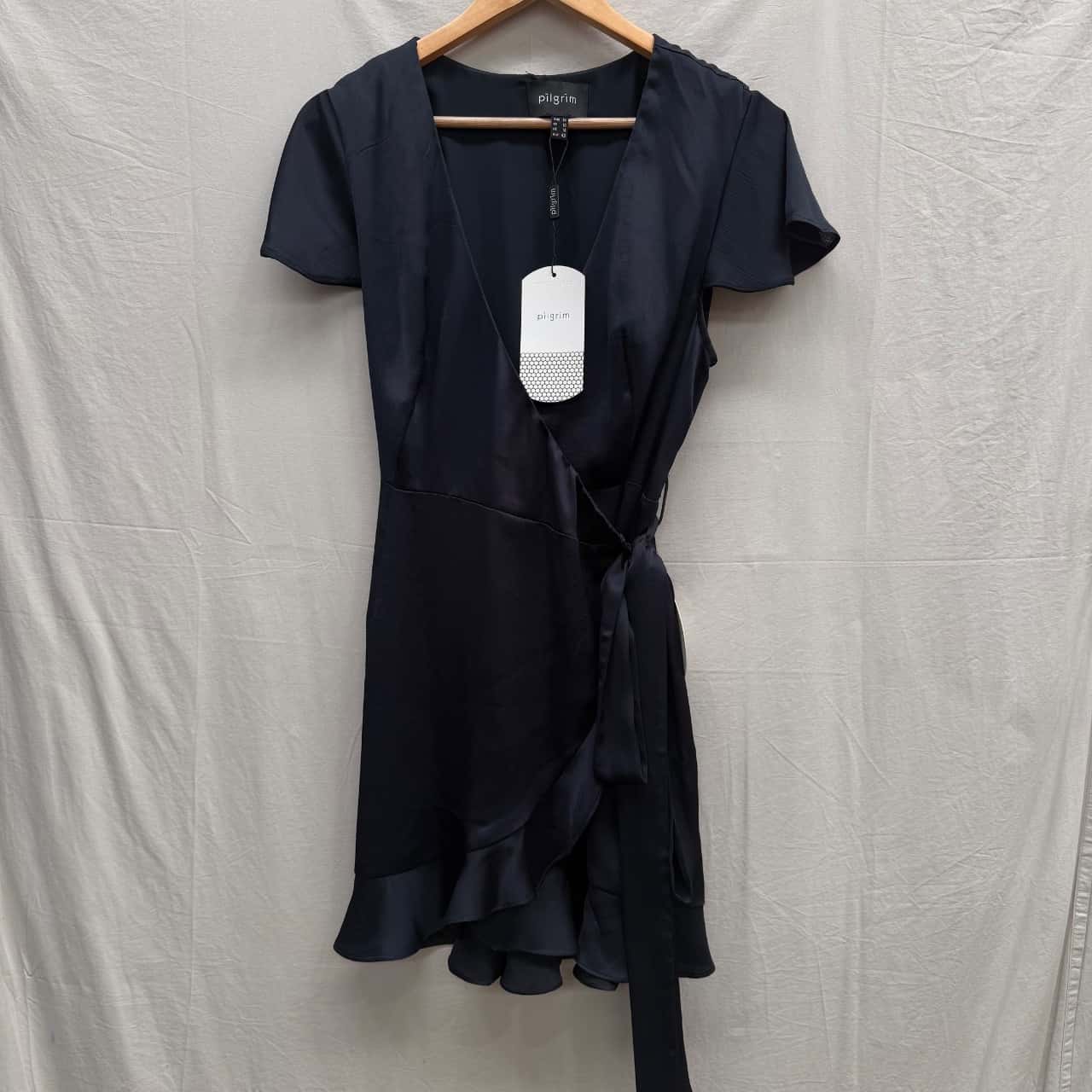 BNWT PILGRIM Navy Blue Wrap Dress Size 14