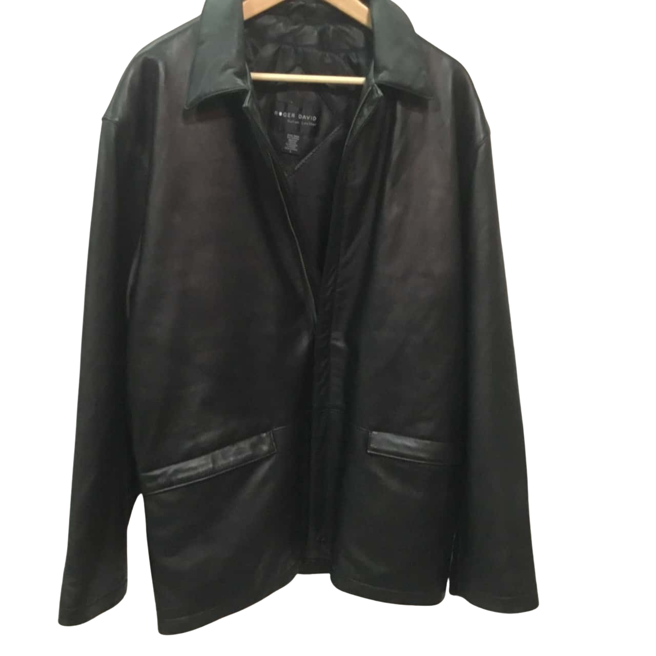 Roger David Mens Size L Leather Jacket Black (s)
