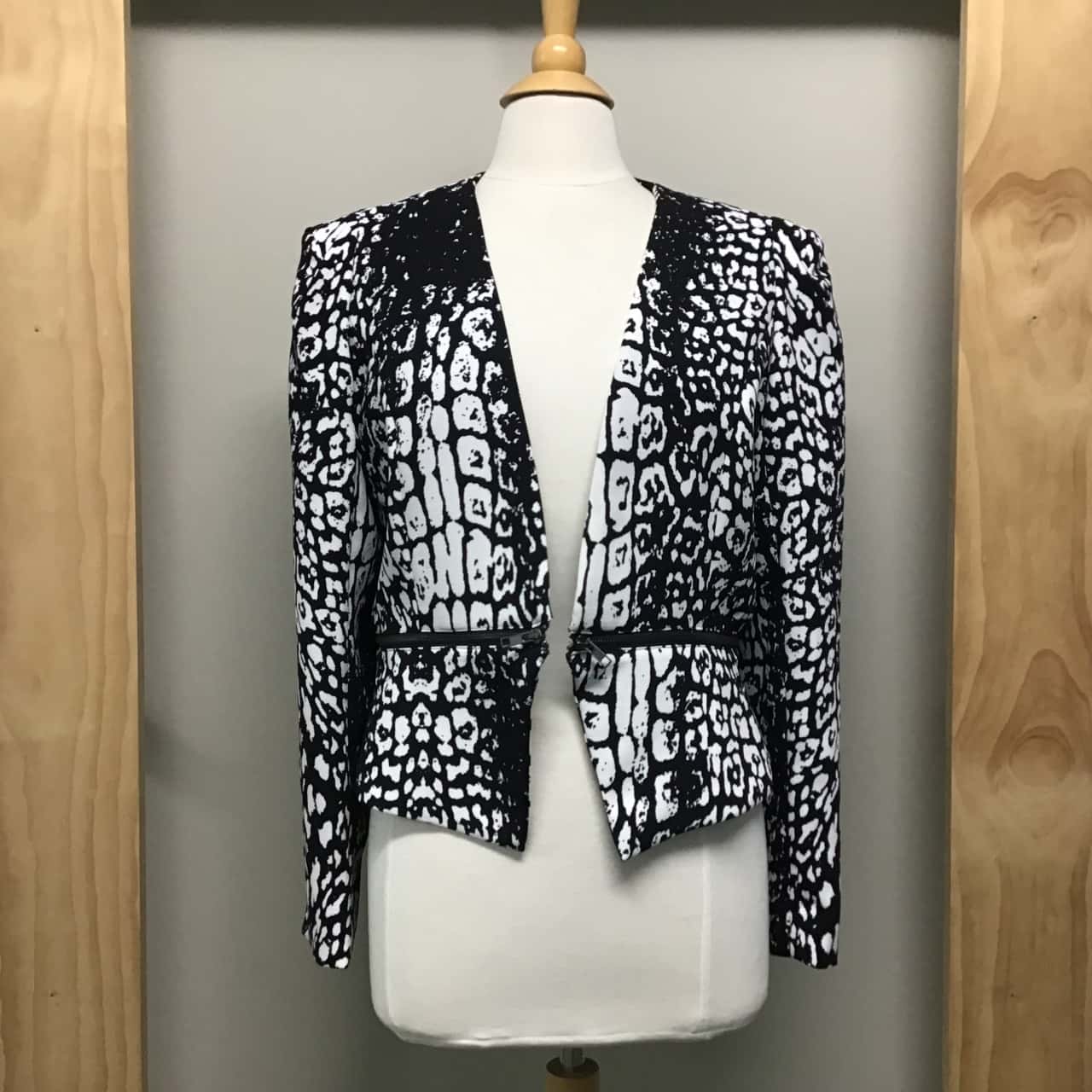 Caroline Morgan, Black and white open jacket, Size 12 - 14(s)