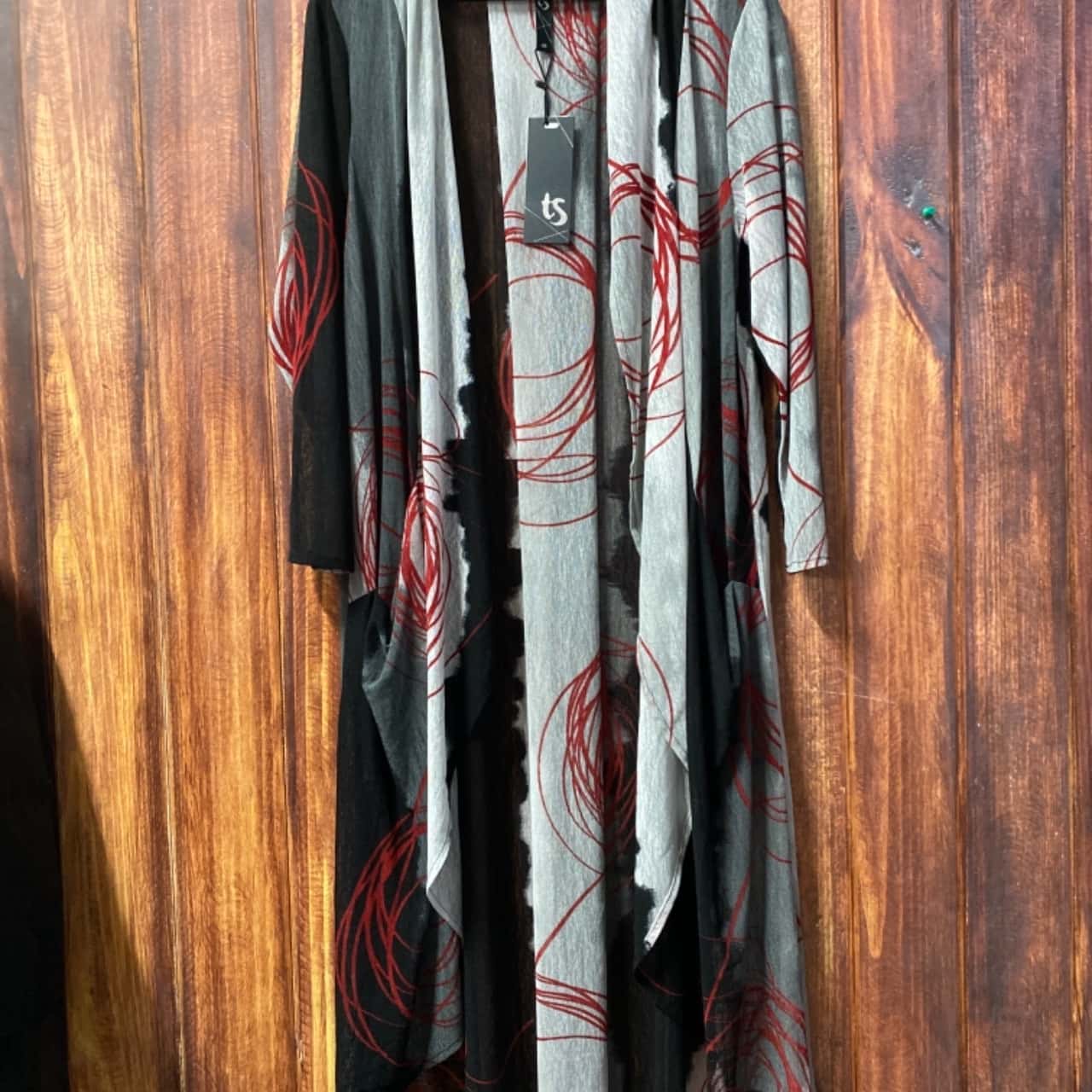 Taking Shape Size S Black / Grey / Red sheer open jacket new (s)