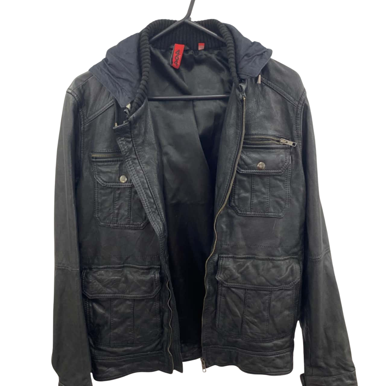 Politix Mens Size L Leather Jacket Black (s)