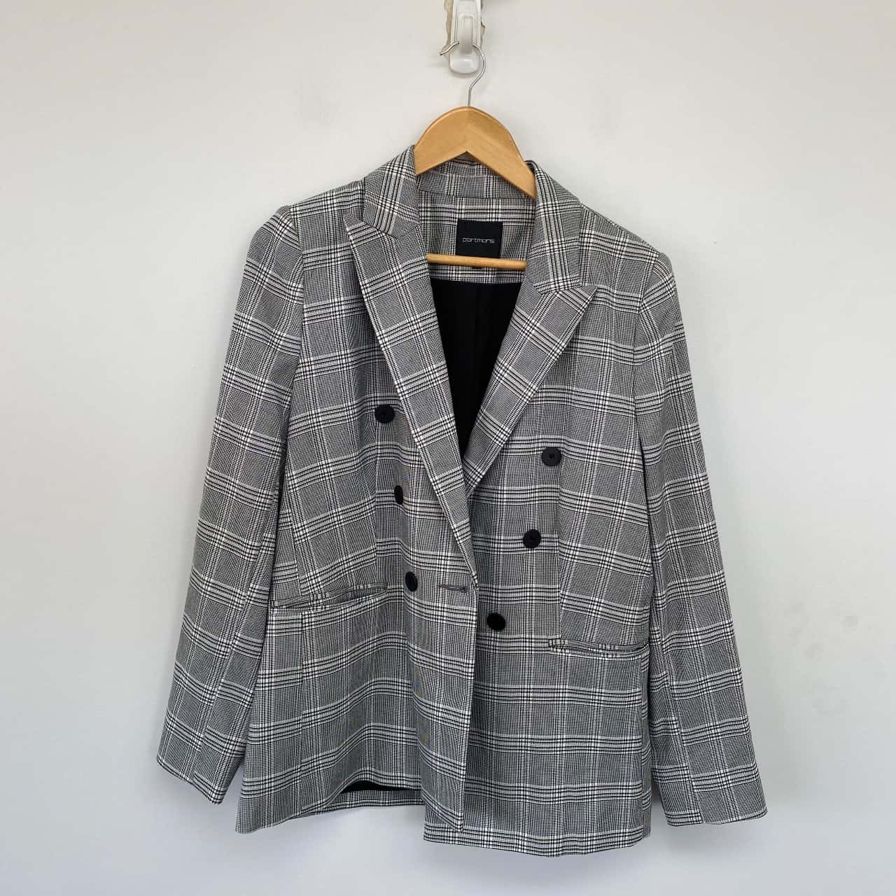 Portmans Black White Gingham Blazer Size 12