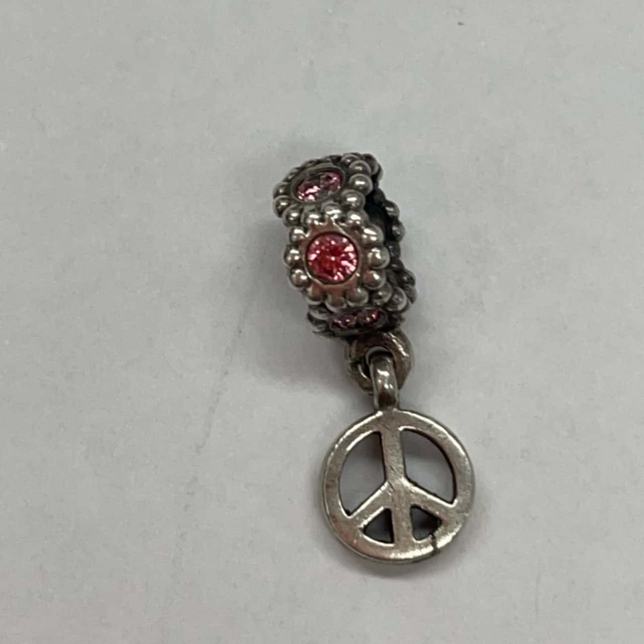 Pandora Womens Bracelet Charms pink daisy with peace symbol(s)