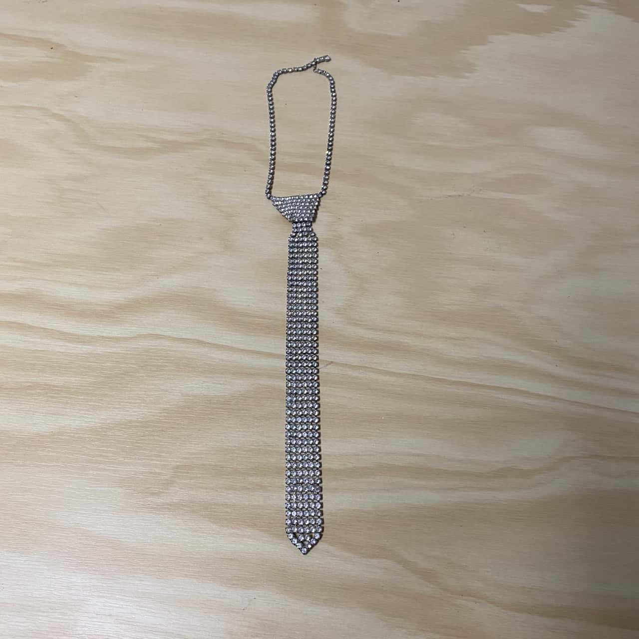 Womens Vintage Silver & Diamante Tie c1970`s(s)