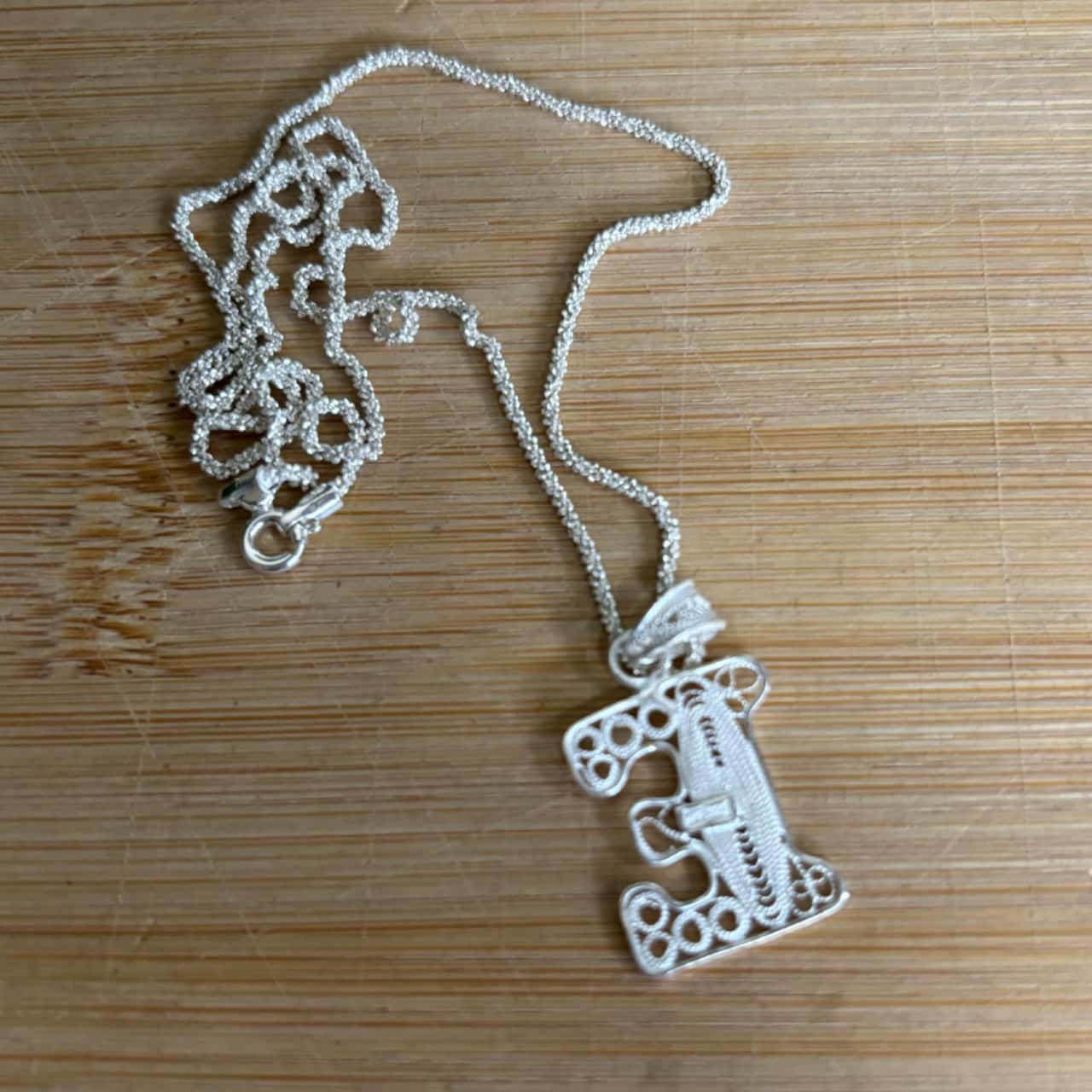 Ornate “E” Pendant / Necklace (Stamped 925)(s)