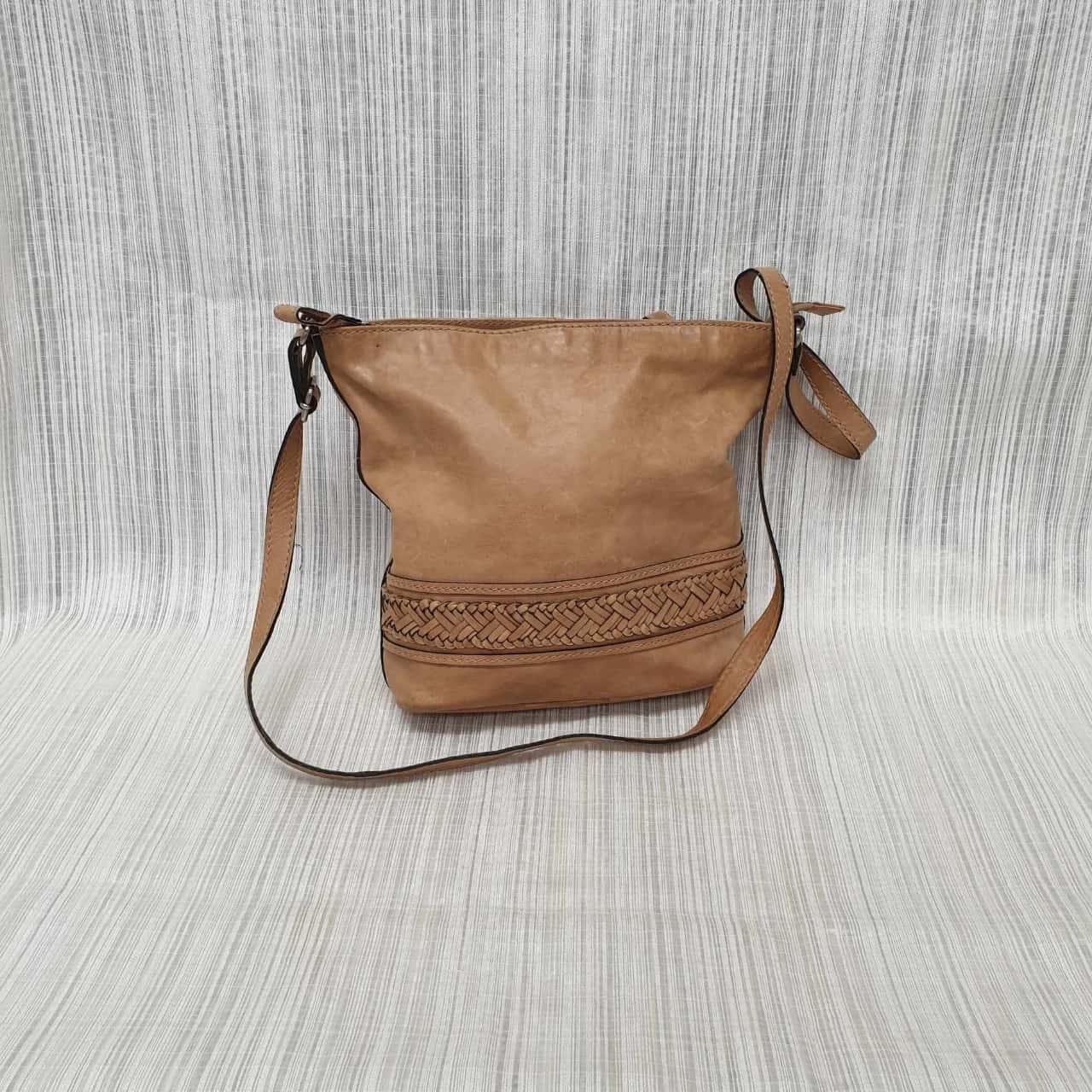 Colorado Classy /Light Tan /Leather Handbag with Basket Weave ...