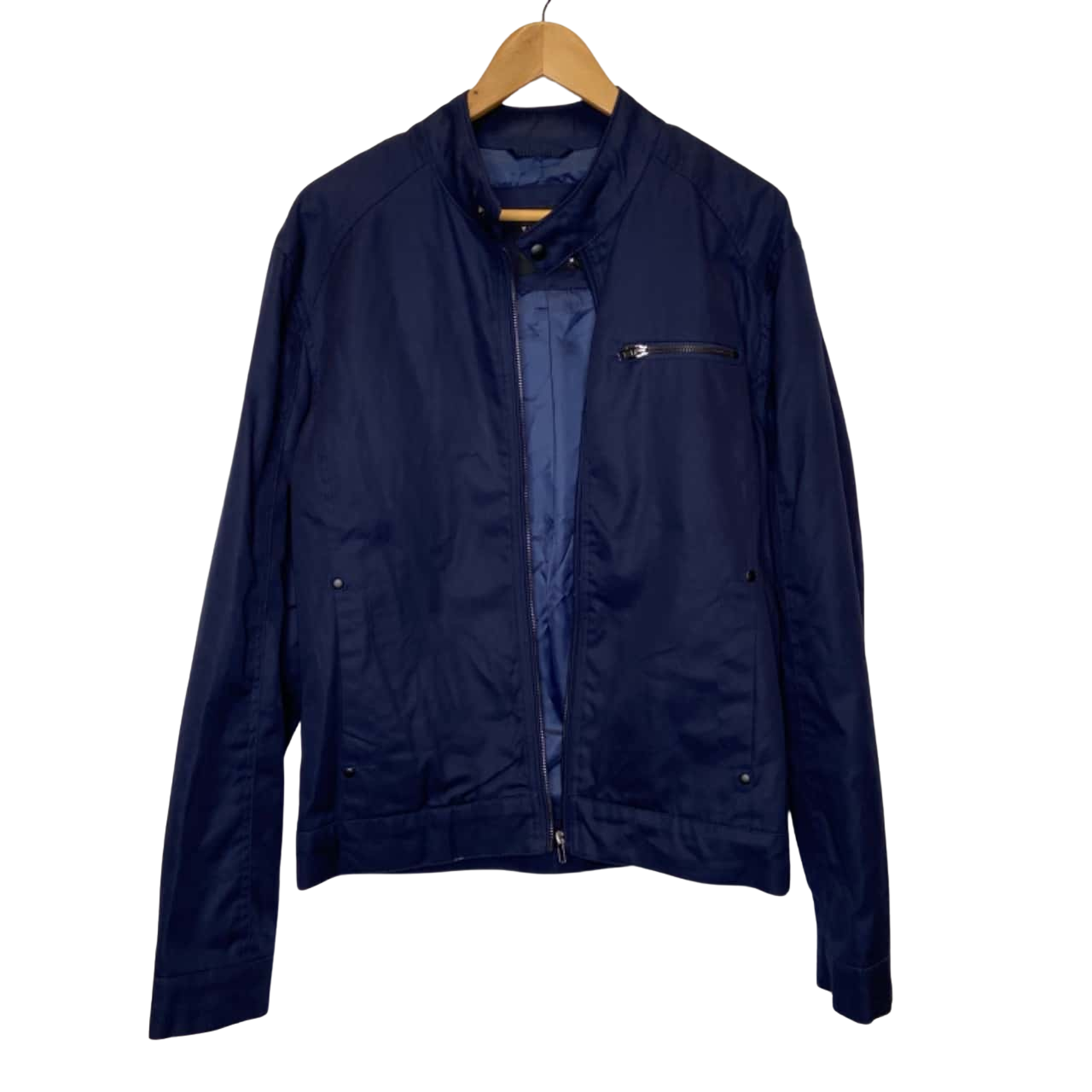 Tarocash Mens Size M Front Zipper Biker Jacket Navy Blue BNWT RRP $149. ...