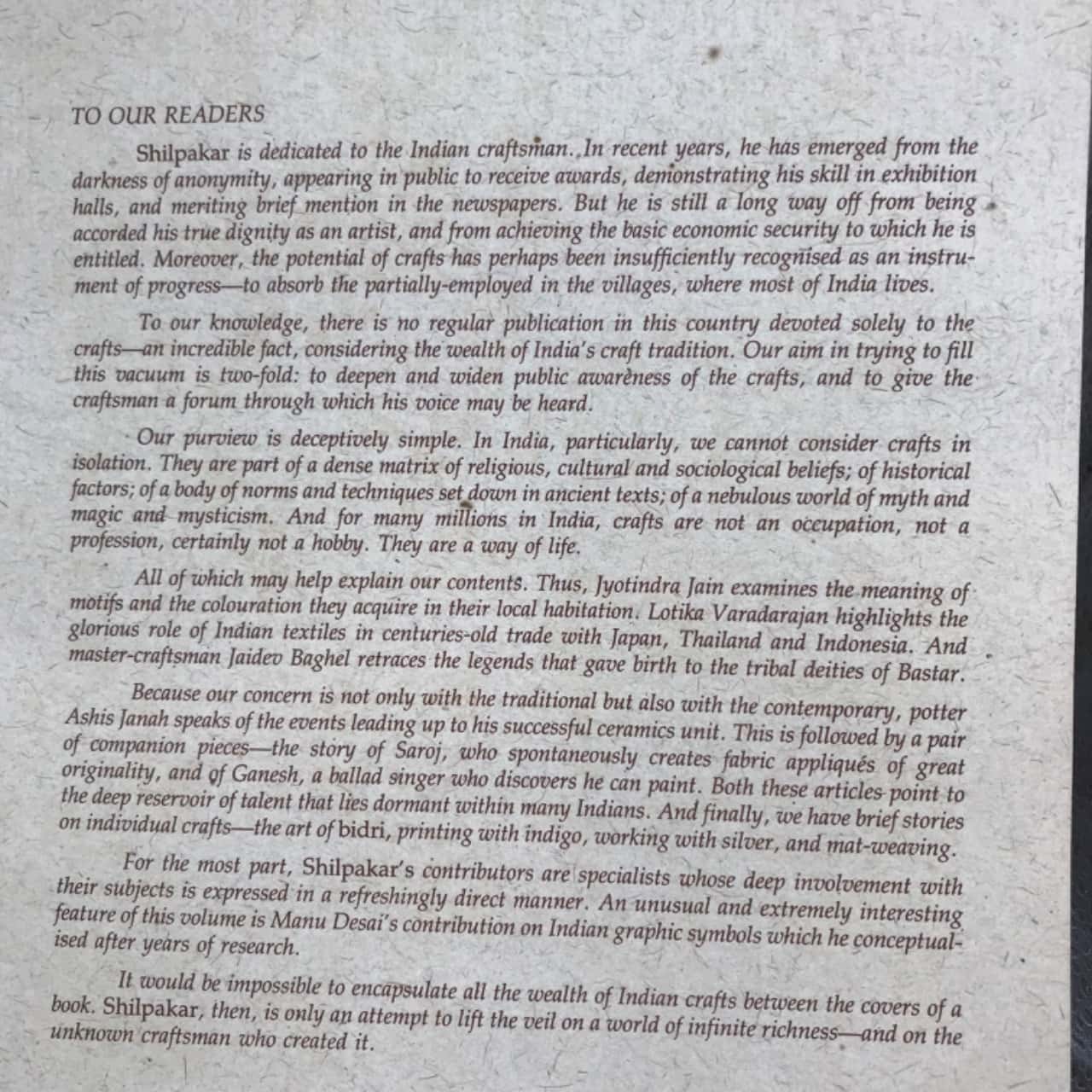 Shilpakar The Craftsman 1982 HC Indian Arts and Crafts-1523654