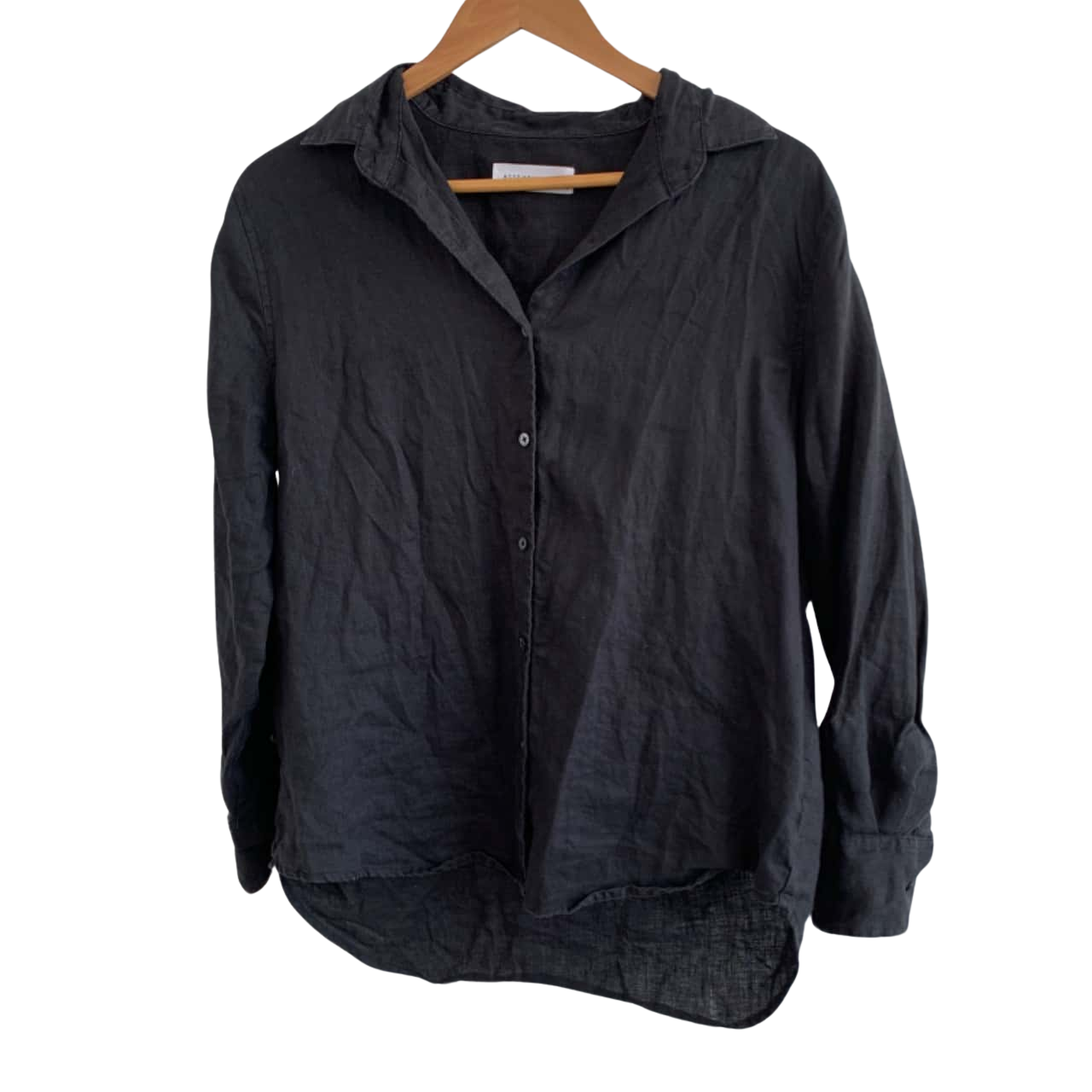 Assembly Label Men’s Size 6 Black Linen Long Sleeve (s)