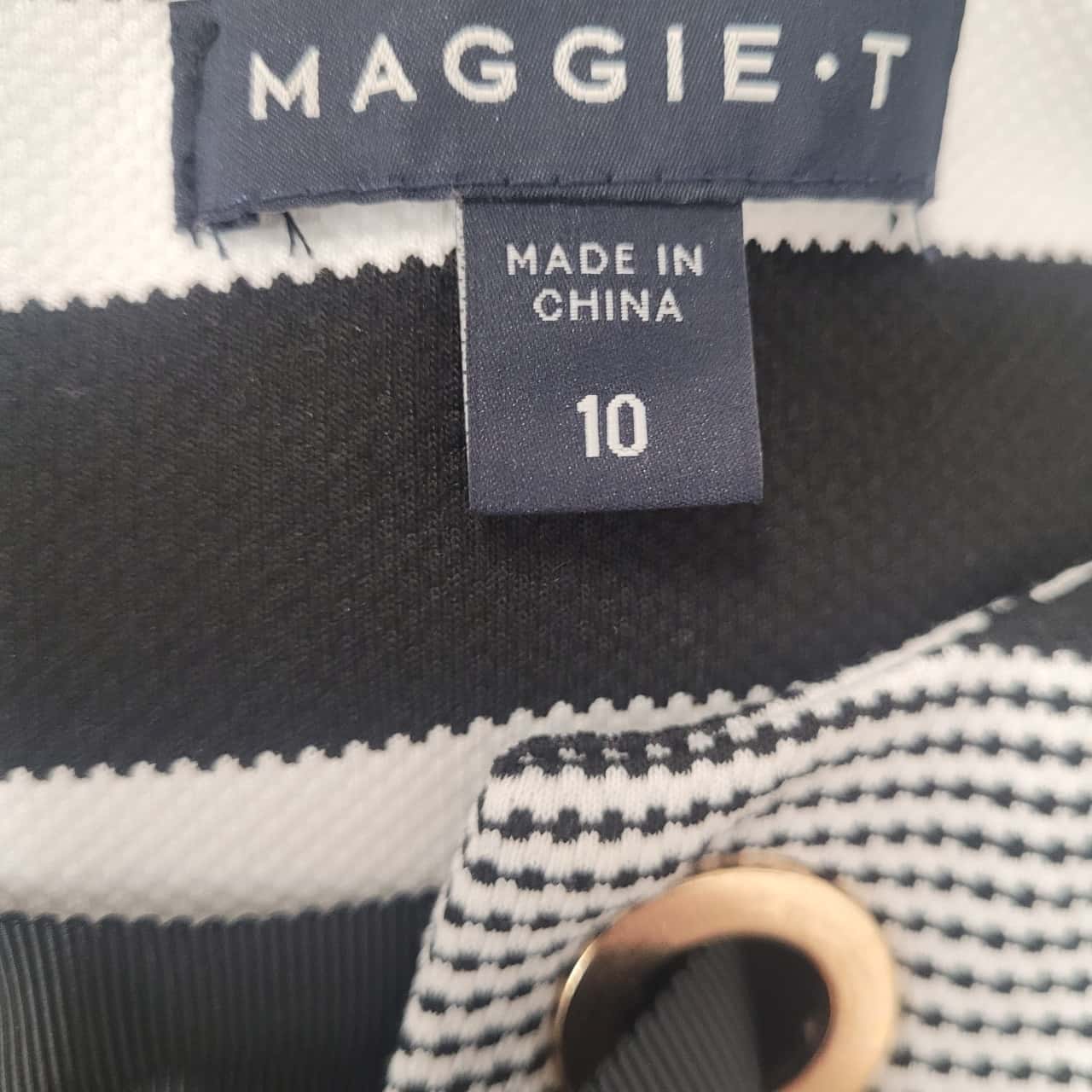 Maggie T Womens Size 10 Black/White Dress