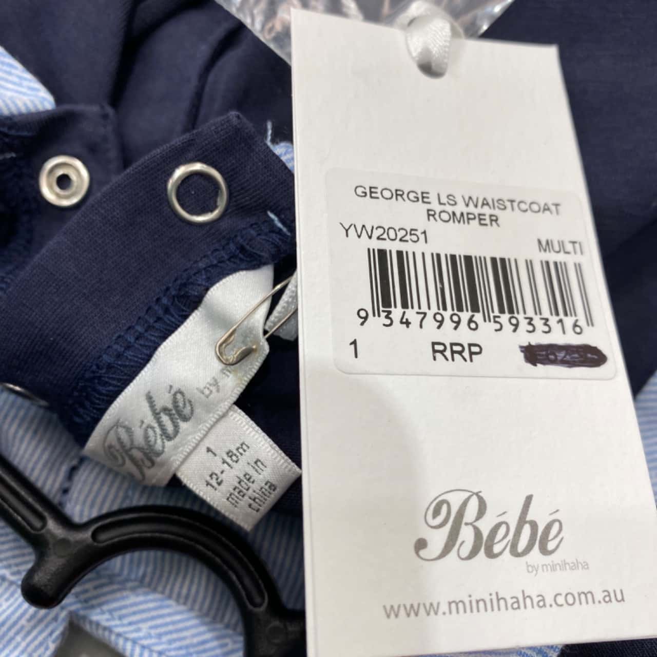 Bebe by Minihaha Kids Size 12-18m George LS Waistcoat Romper