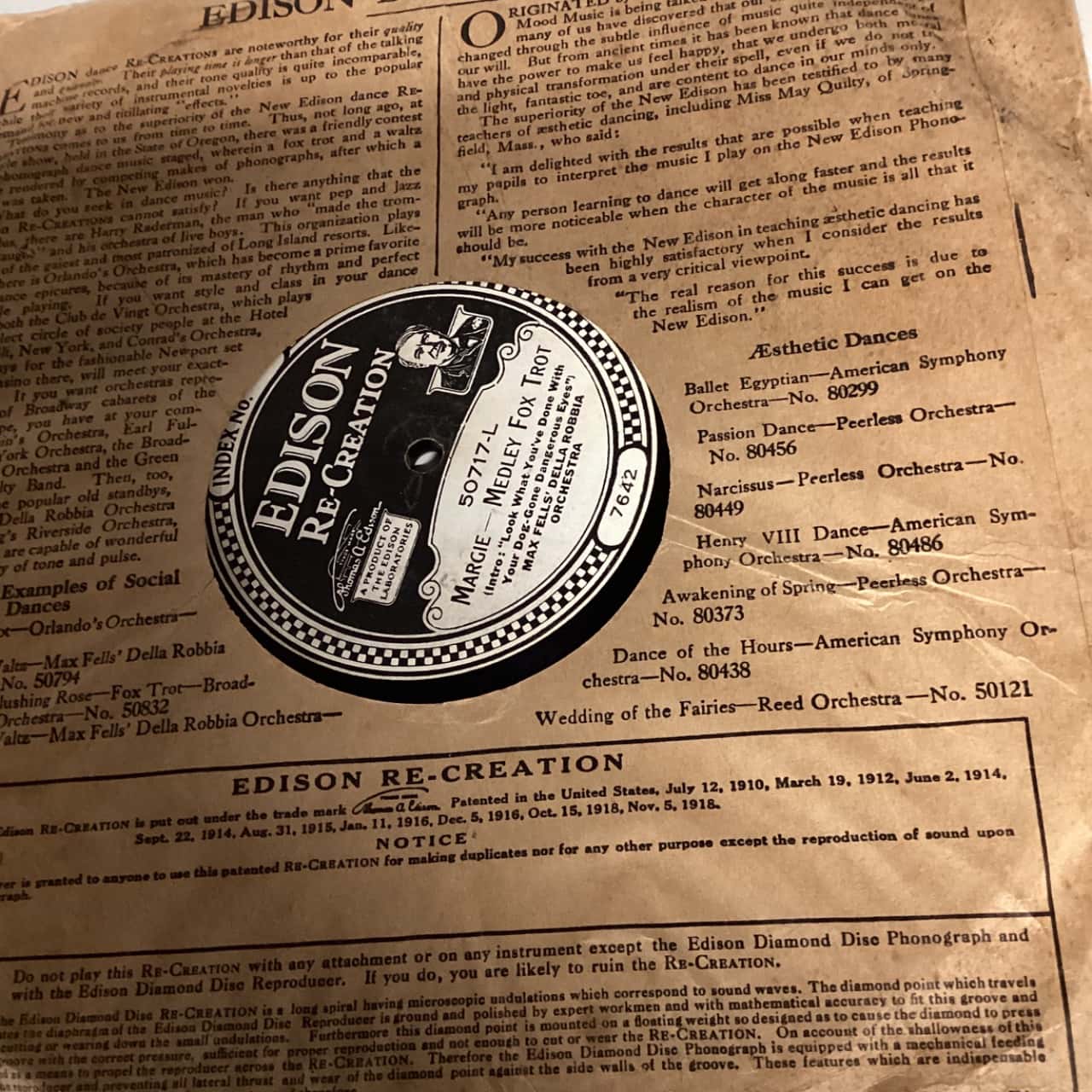 Edison Record Phonograph Record