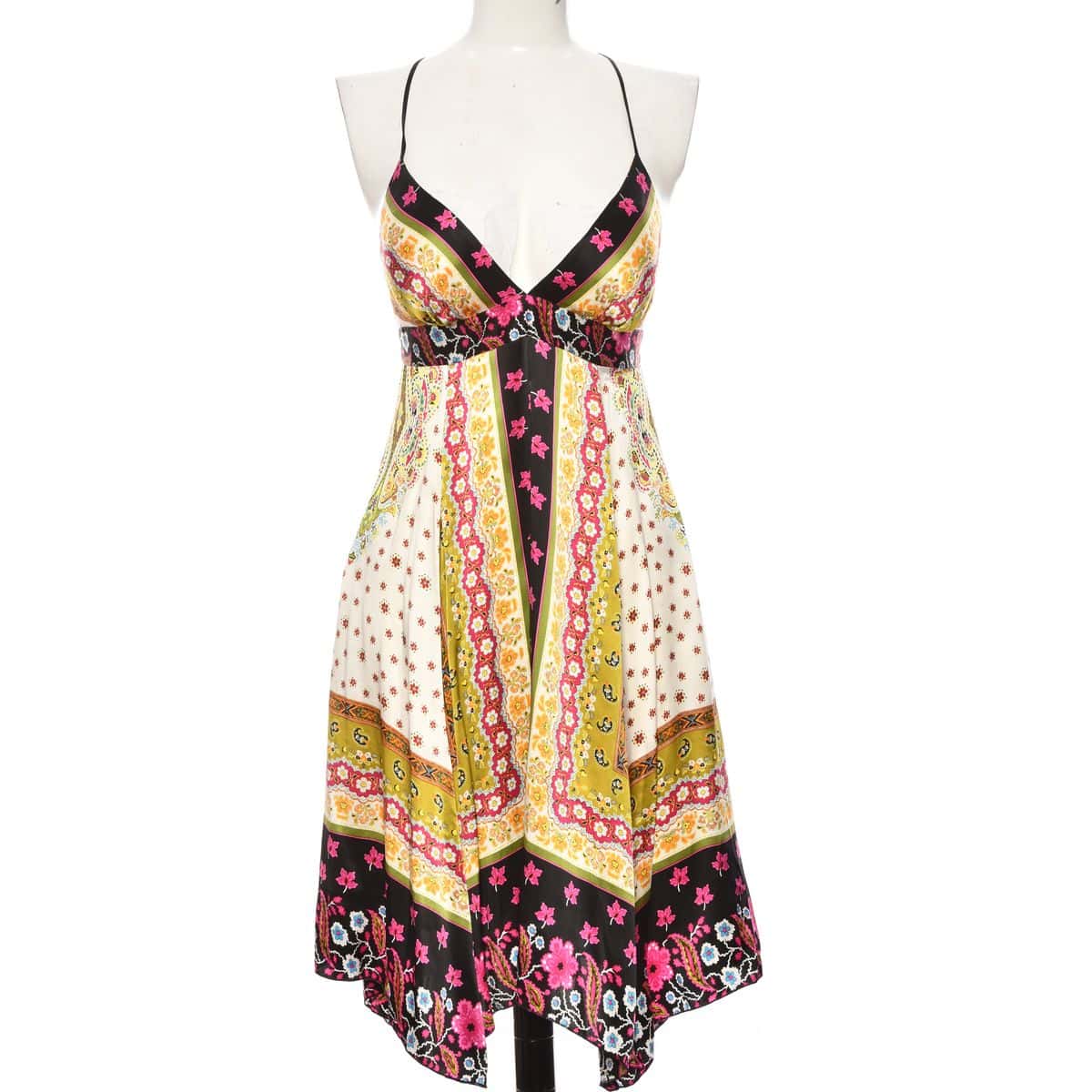 Single Dress Women's Size L Silk Sleeveless Midi Dress Multicoloured (s)