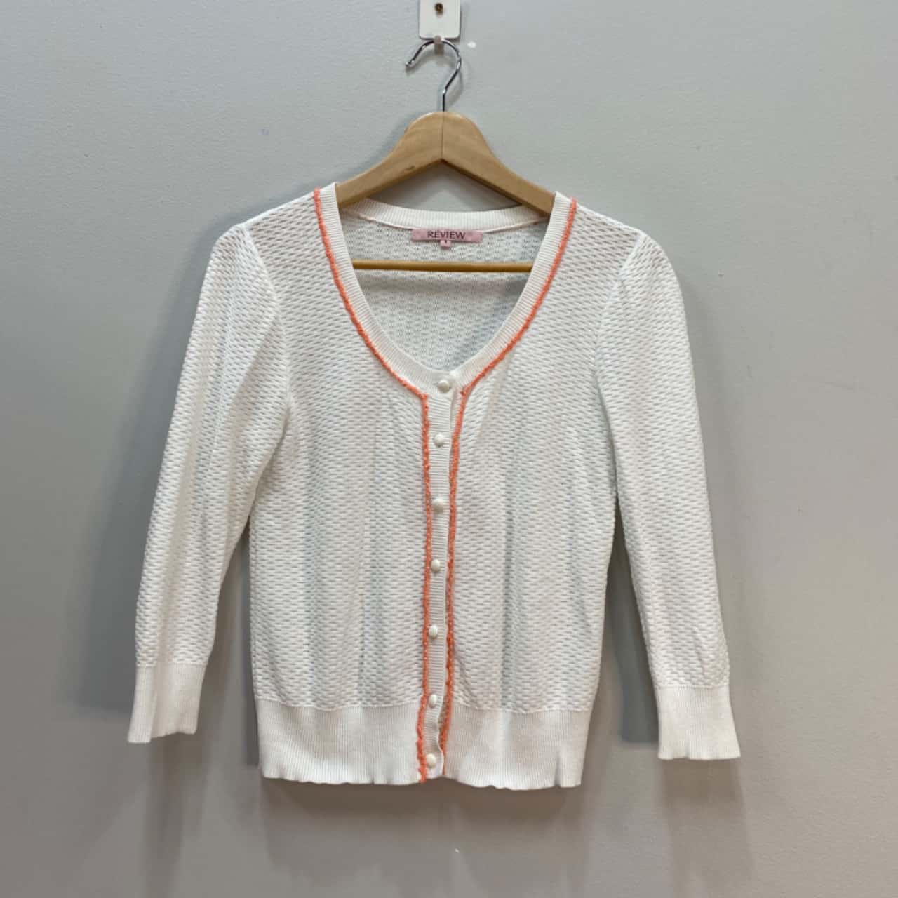 Review Womens Size 8 Cardigans Orange / White (s)