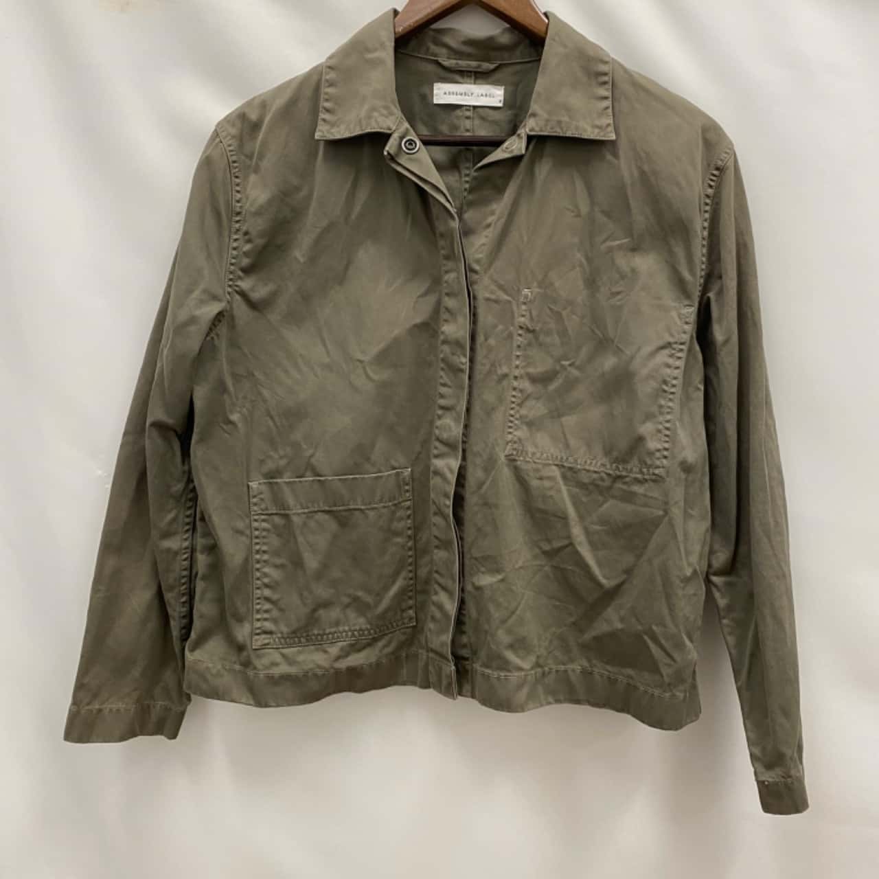 Assembly Label Women's 100% Cotton Denim Jacket Size 8 Khaki (s)