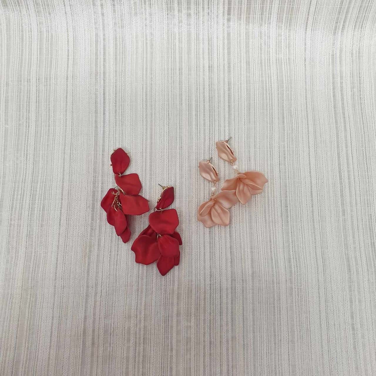 Lovisa Red Pearlized Flutter Petal Drop Pierced Earrings & Pale Pink ...