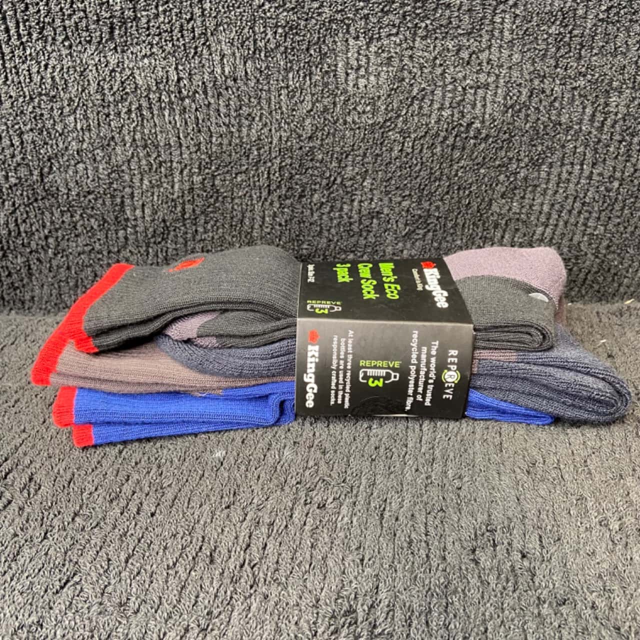 King Gee Mens Size 7-12 Eco Crew Sock 3 Pack Assorted Colours(s)