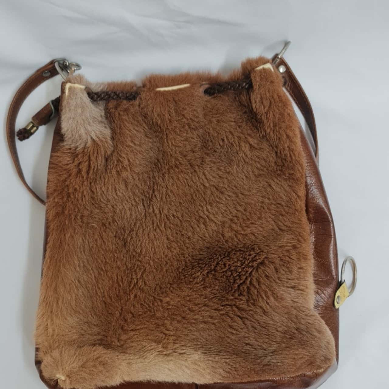 Women's Vintage Eva Bags Genuine Kangaroo Leather and Fur Satchel ...