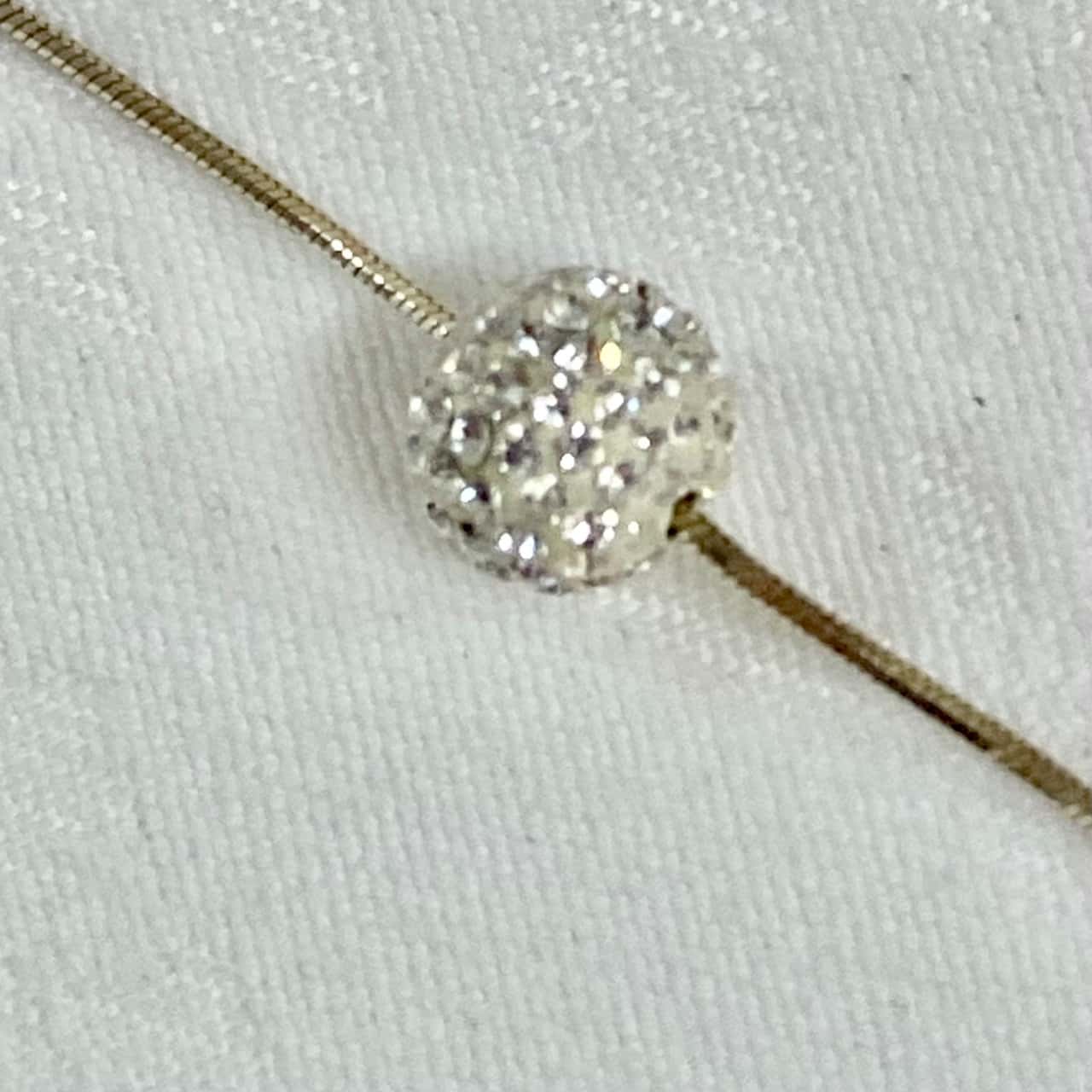 925 Italy Silver Chain with Ball Pendant with Diamantés (s)