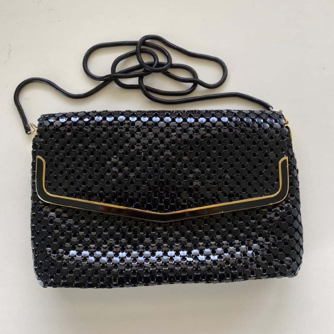 Vintage Ultra Mesh Handbags Black Clutch Cross Body Bag