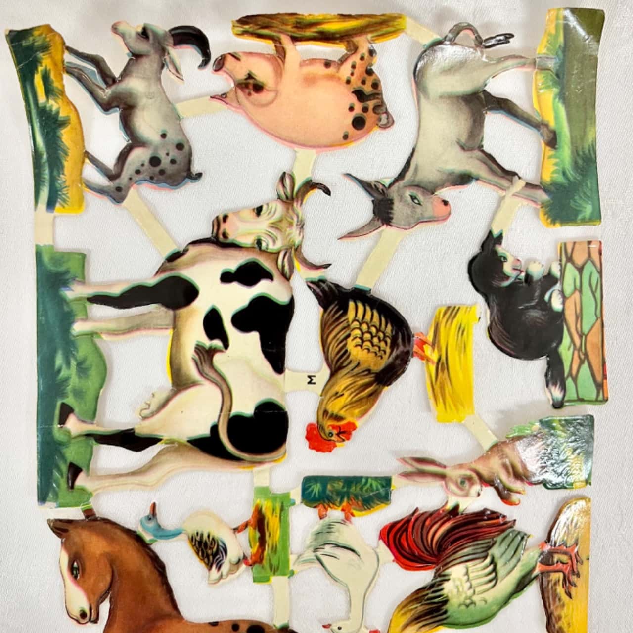 Vintage Paper Scrap Reliefs Farm Animals (s)