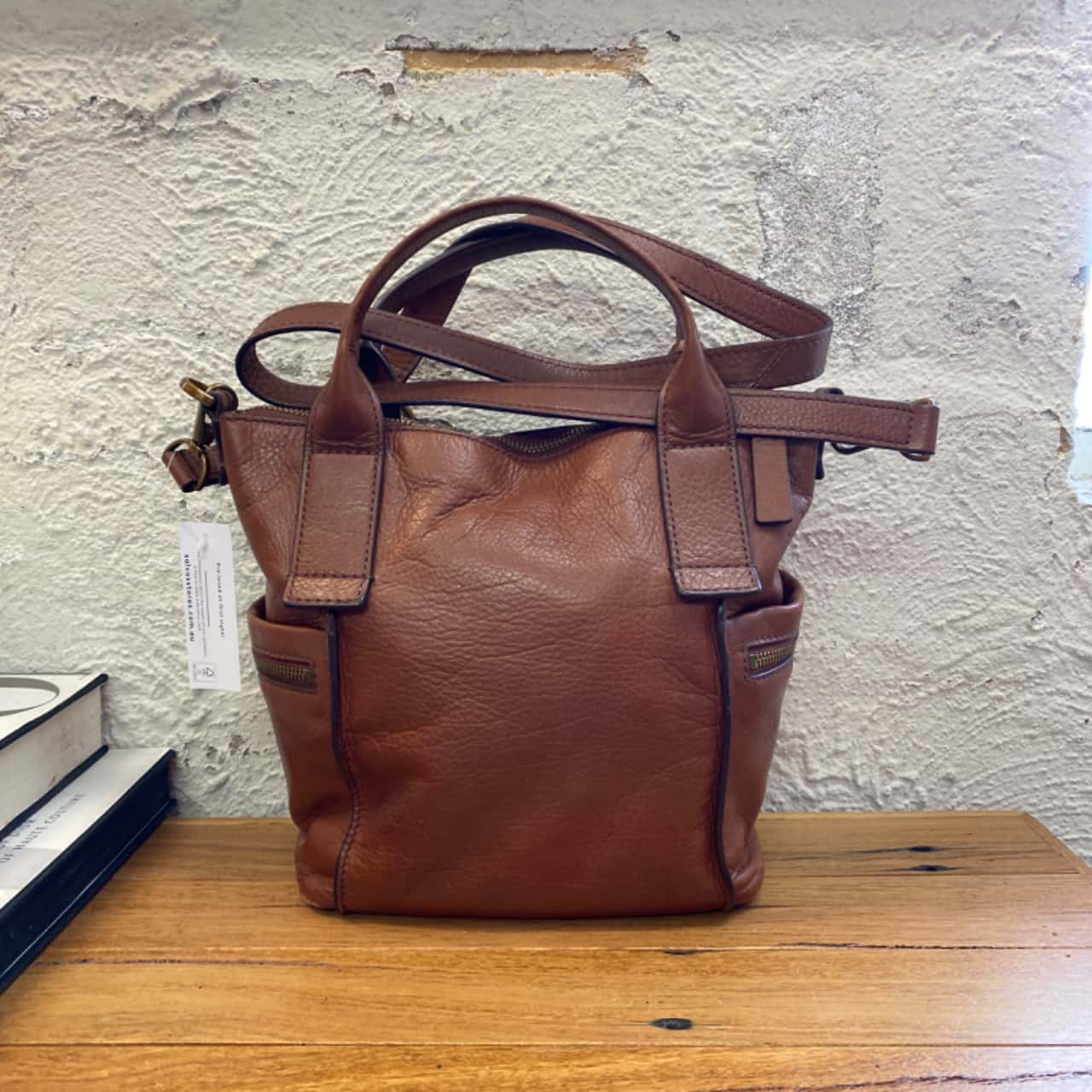 Womens Fossil Tan Tumbled Full Grain Leather Across Body Bag(s)