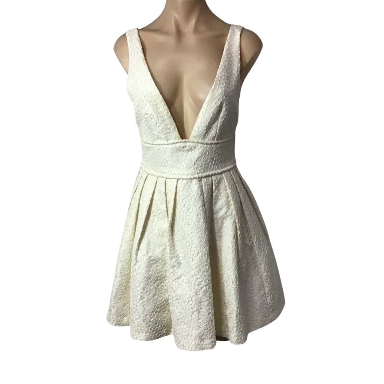 Sheike Womens Size 8 Cream Self Pattern Sleeveless Angelic Dress