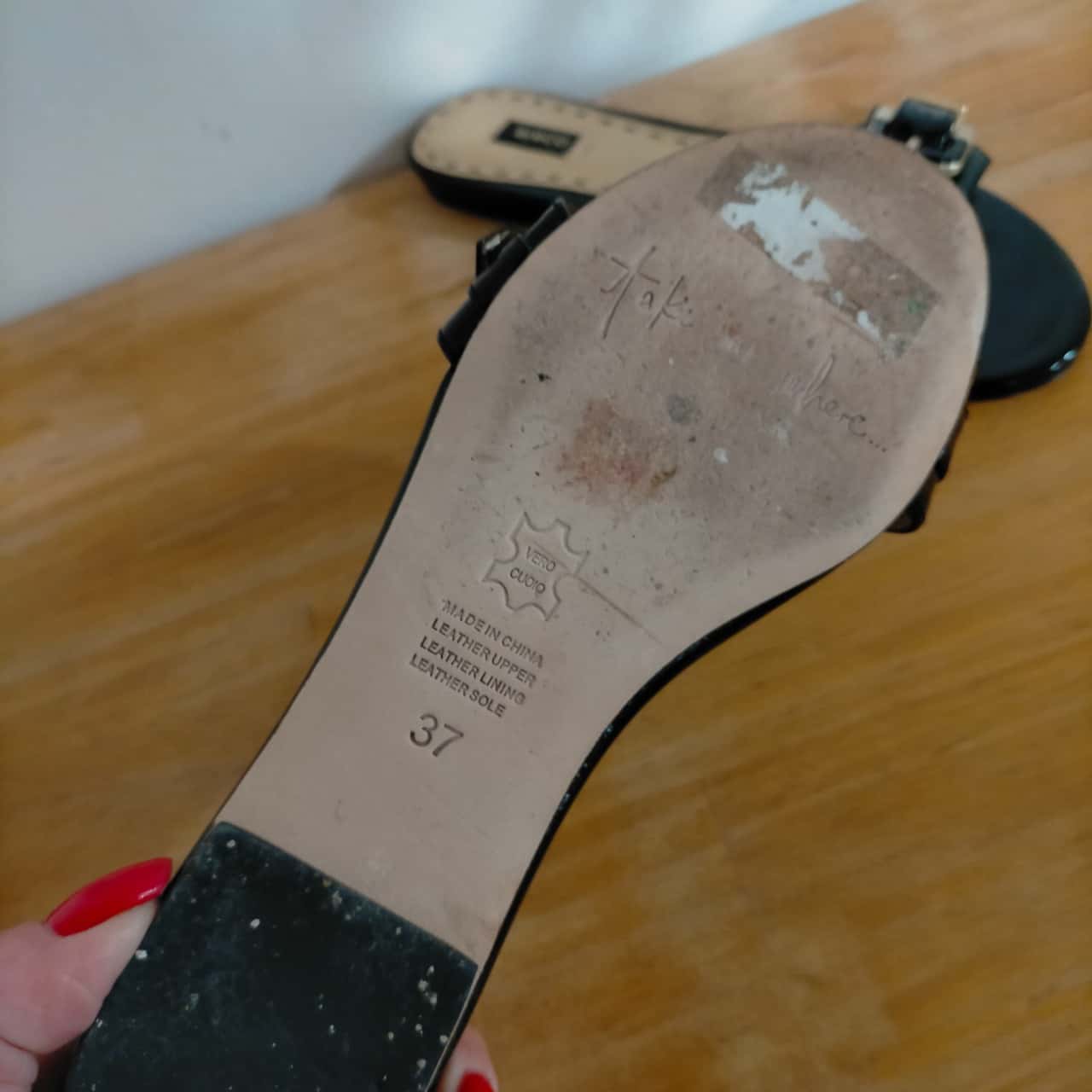 Mimco Womens Size 37 Black / Gold Slides GUC(s)