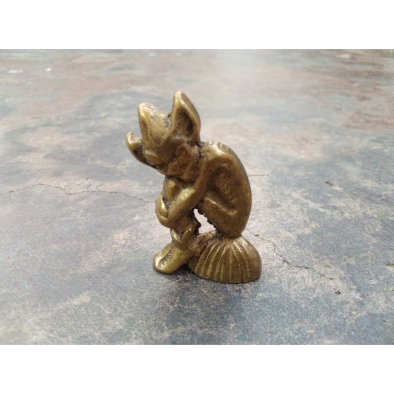 Vintage Brass Pixie/Goblin on Mushroom