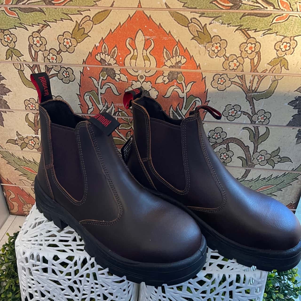 Mens Howler Steel Cap Boots Brown Size 7