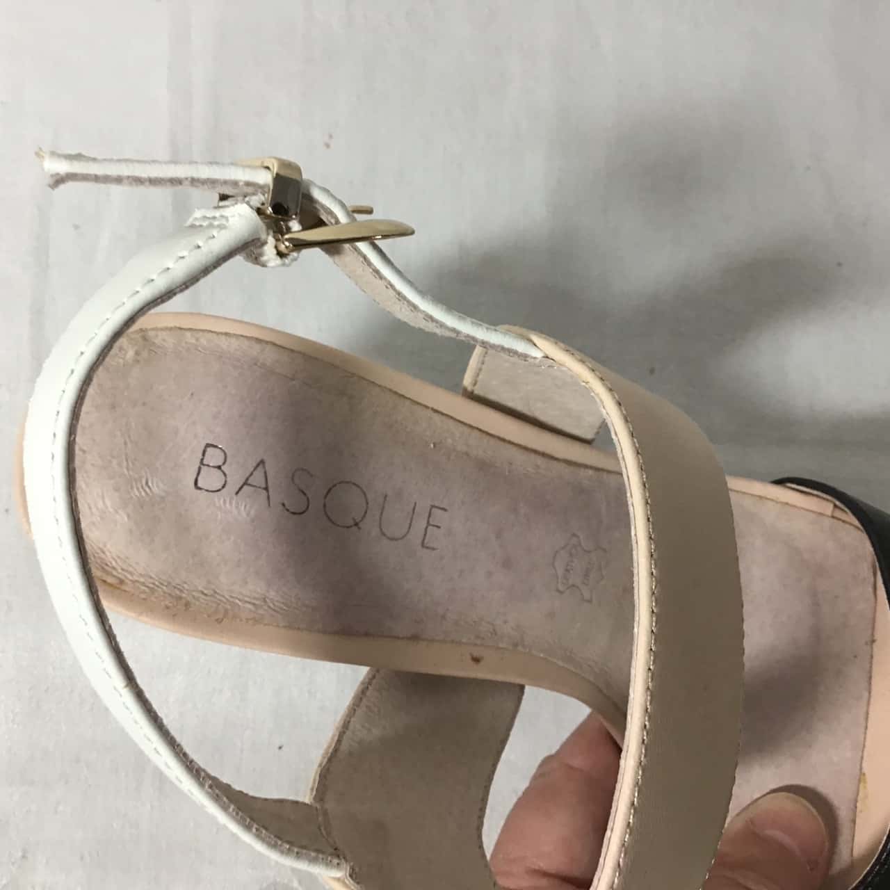 Basque Womens Size 39 Beige / Black / White Leather Upper / Striped ...