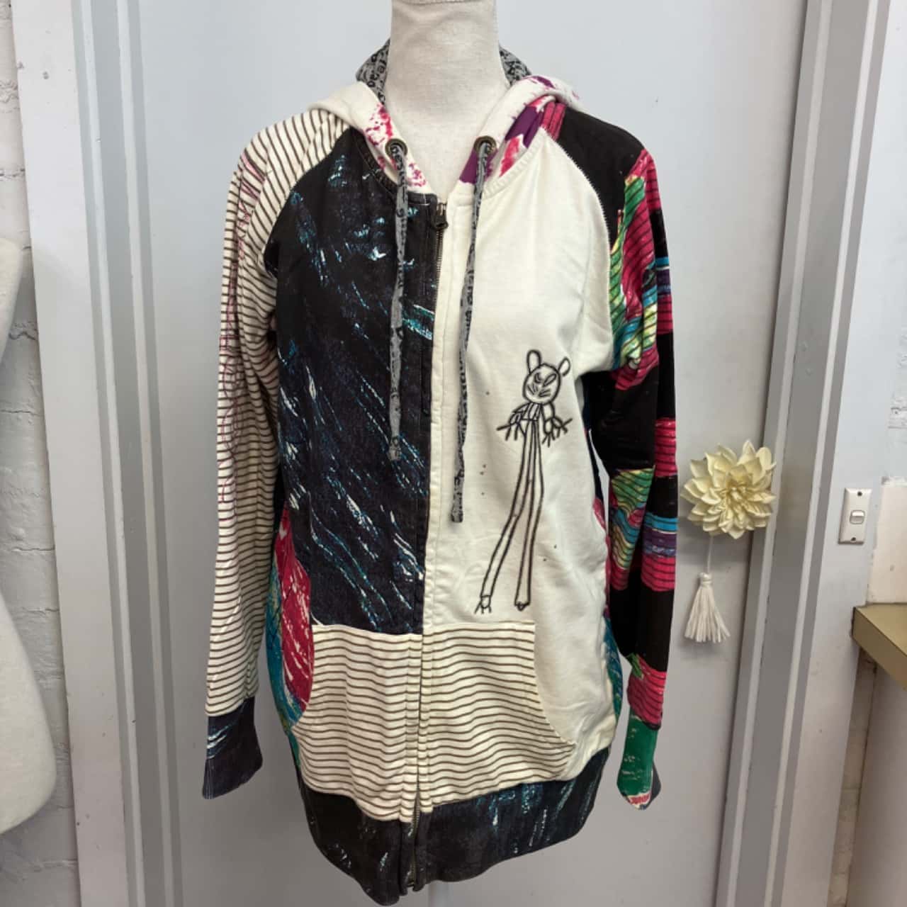 Desigual Longline Zip Hoodie Size L(s)