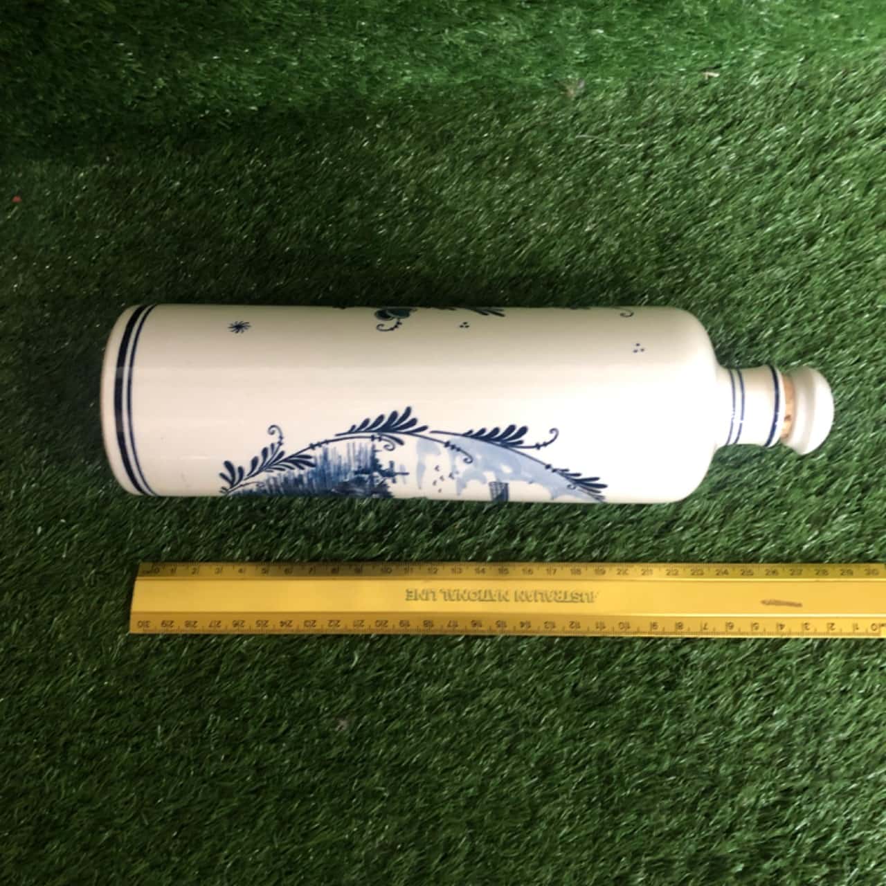 Vintage Blue Delft Bols Windmill Bottle With Cork Lid (s)
