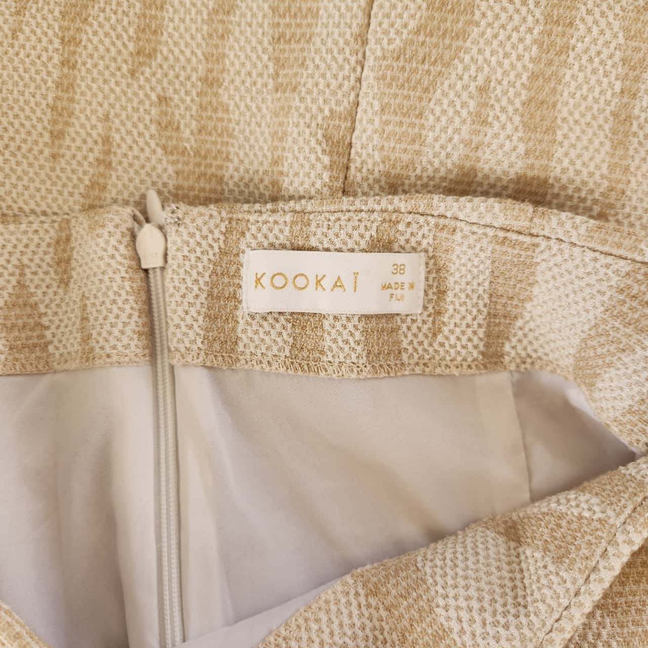 Kookai Beige Striped Mini Skirt Size 10 / M