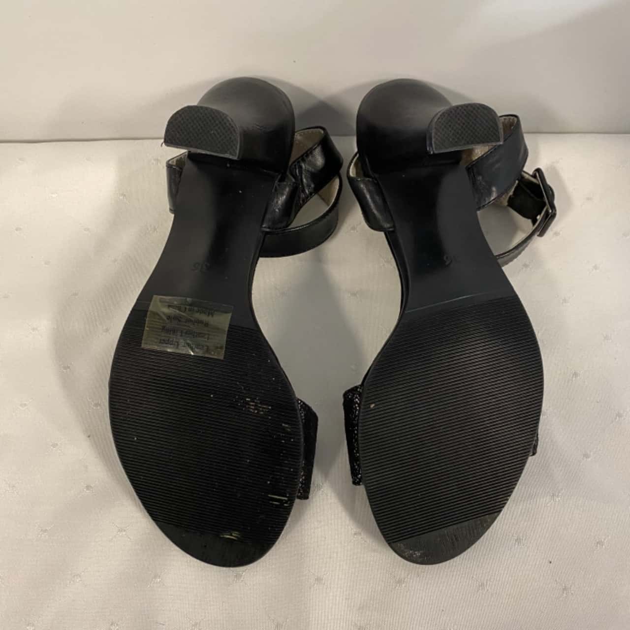 Paul Carroll Womens Size 36 Leather Black Sandals with Heels