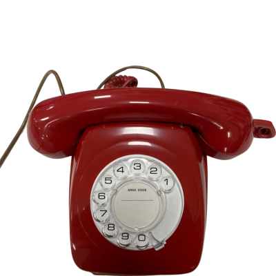 Red rotary dial phone