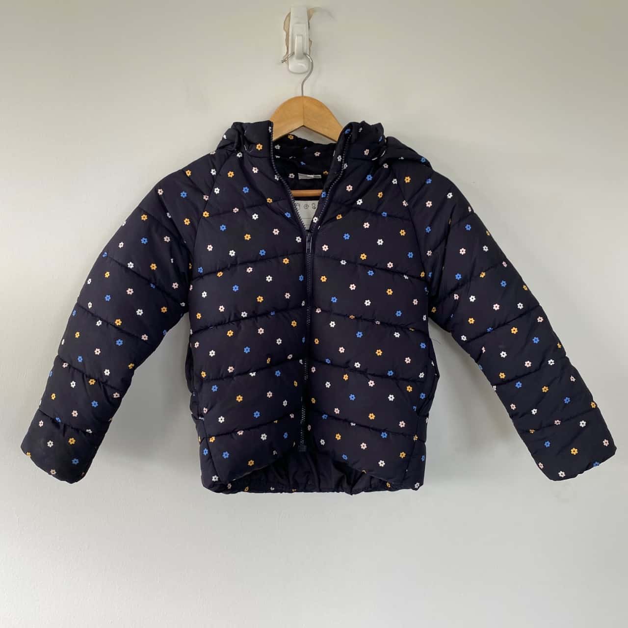 Seed Heritage Kids Navy Blue Floral Puffer Jacket Size 10 (s)