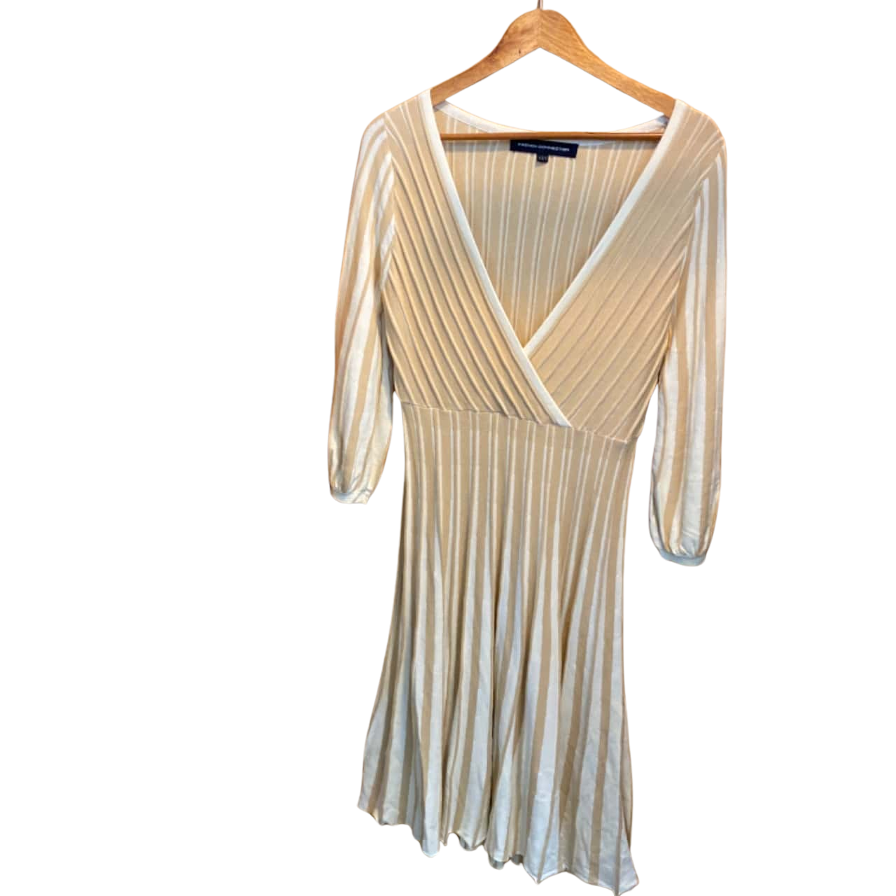 French Connection Womens Size 12 Party Dress Beige / Striped / White (s)