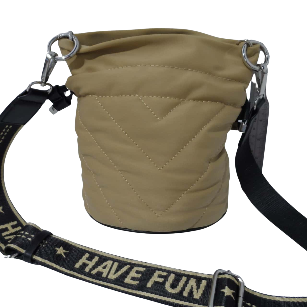 Zara Womens Taupe/Black "Have Fun" bag