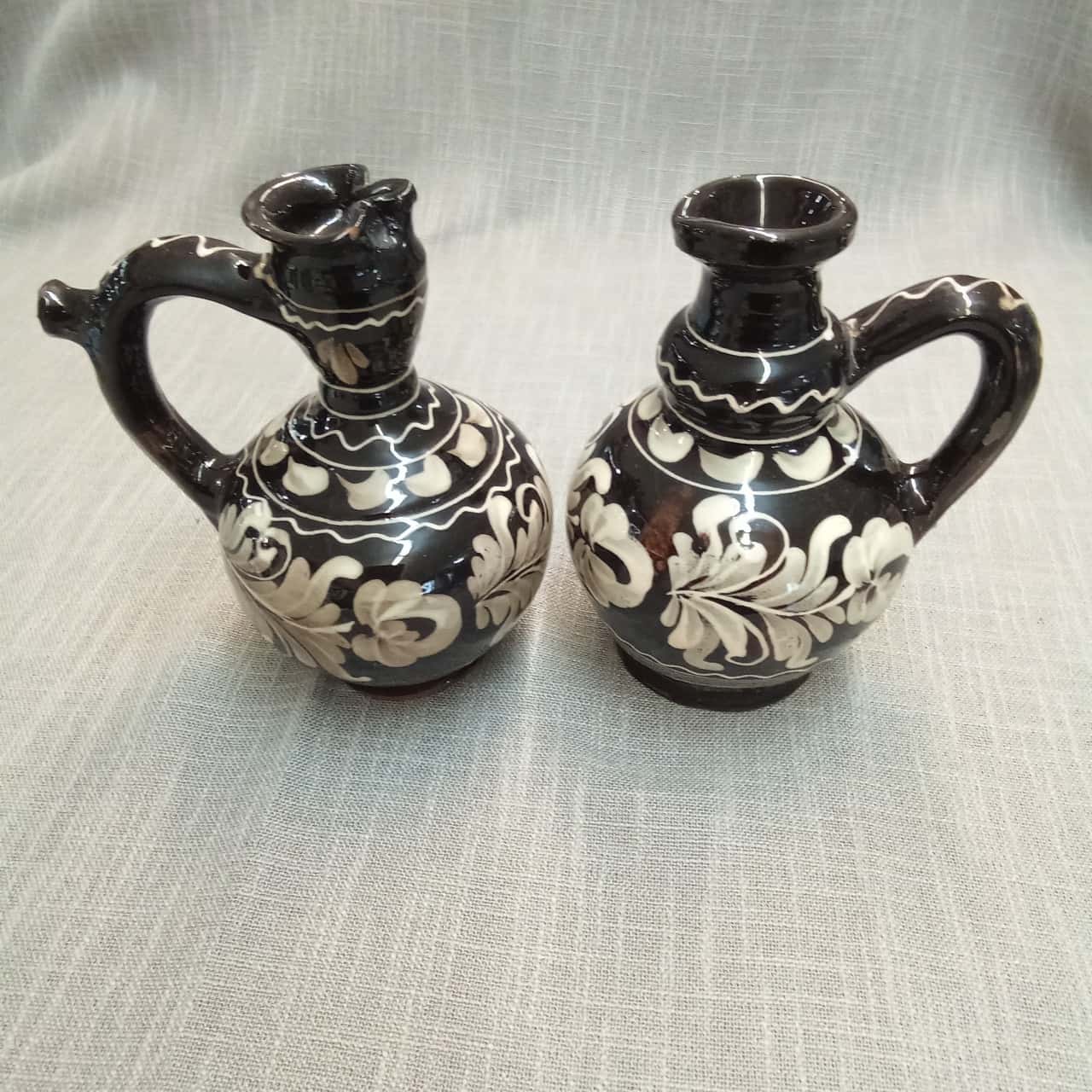 Pair Of Clay Jugs With Greek Style Art Work Possibly Hand Made UAN(s)
