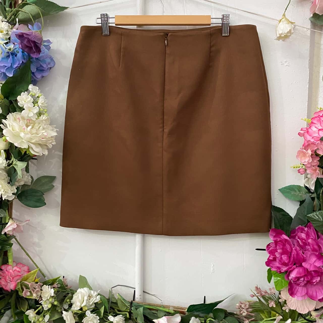 HallHuber Womens Size UK 14 Mini Skirt Brown